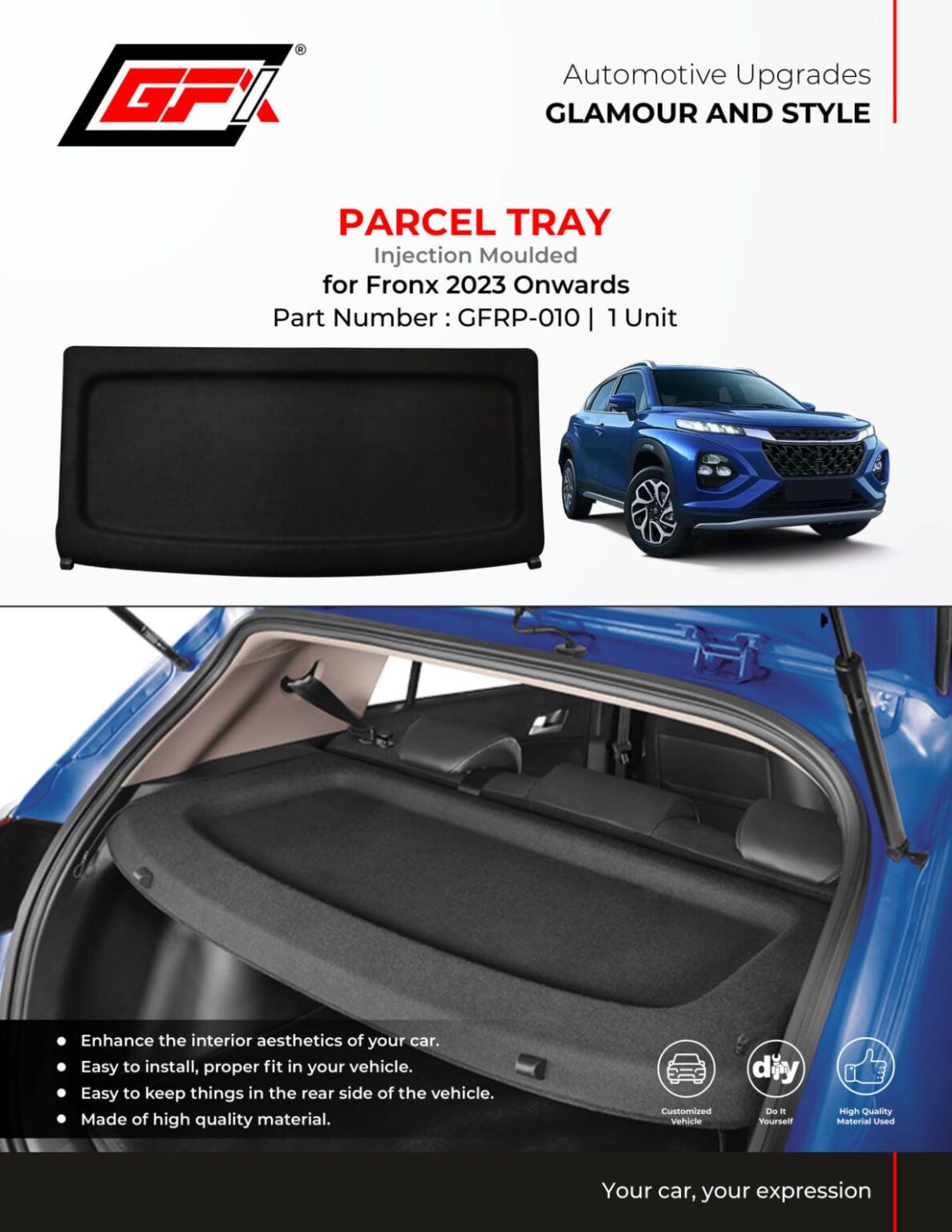 Parcel Tray For Maruti Suzuki Fronx - Model 2023 Onwards